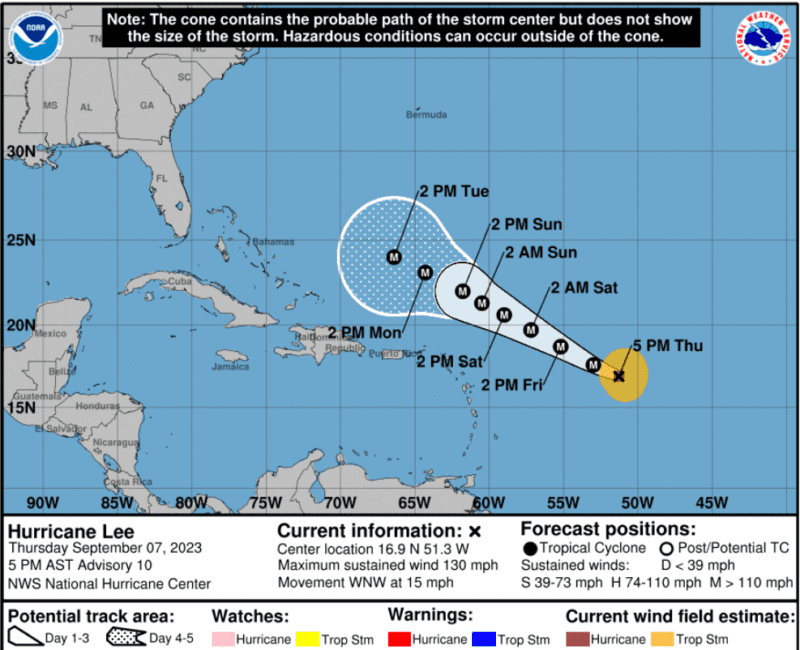Hurricane Lee Update September 7th At 5:30 PM